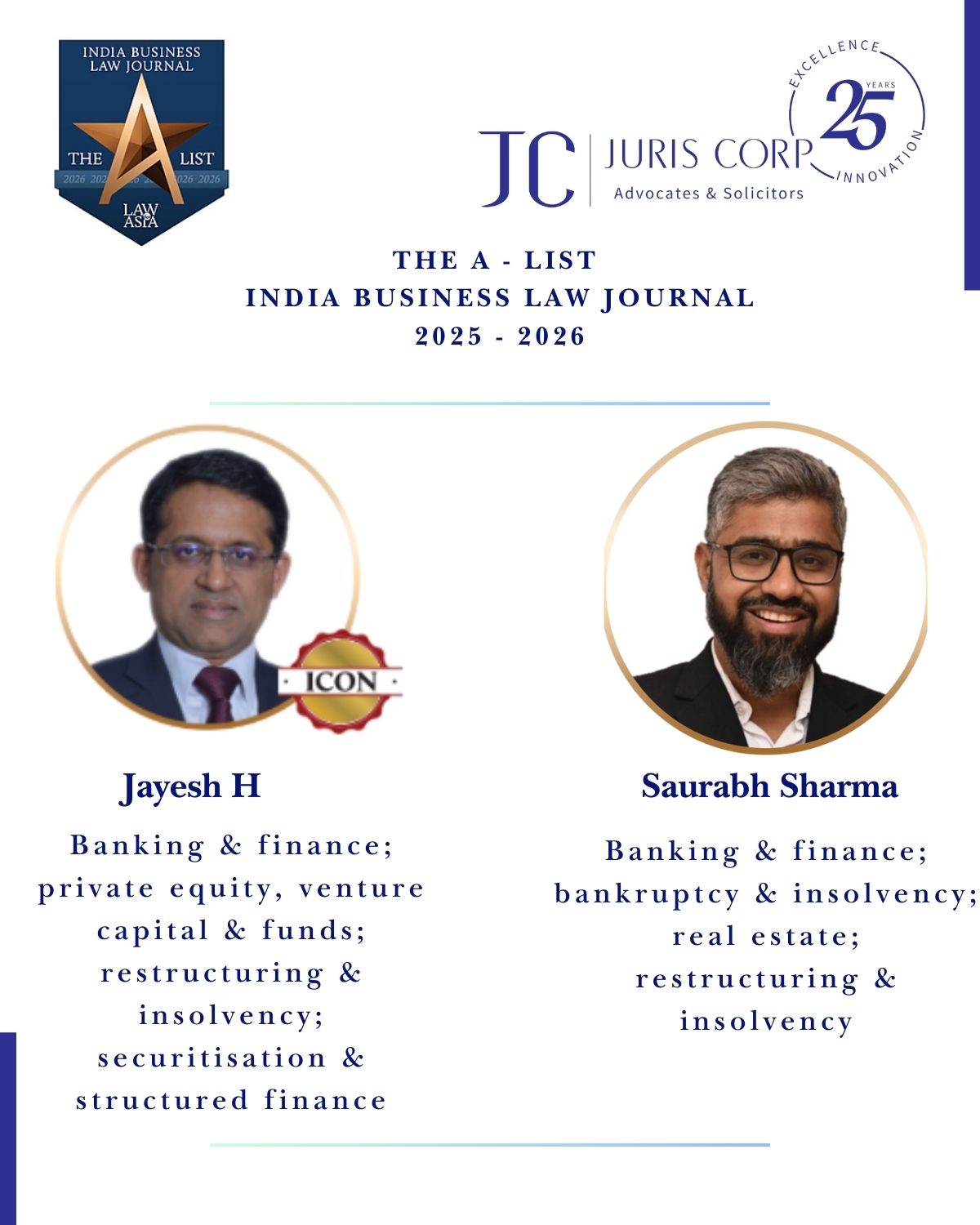 India Business Law Journal’s A-List Lawyers 2025-26 - Juris Corp ...